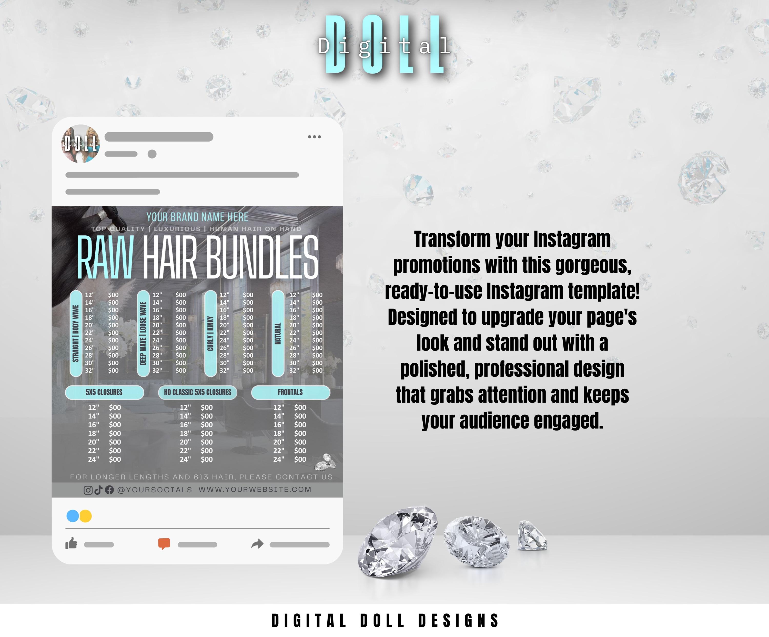 DIY Hair Collection Price List Flyer, Hair Pricelist Flyer, Hair ...