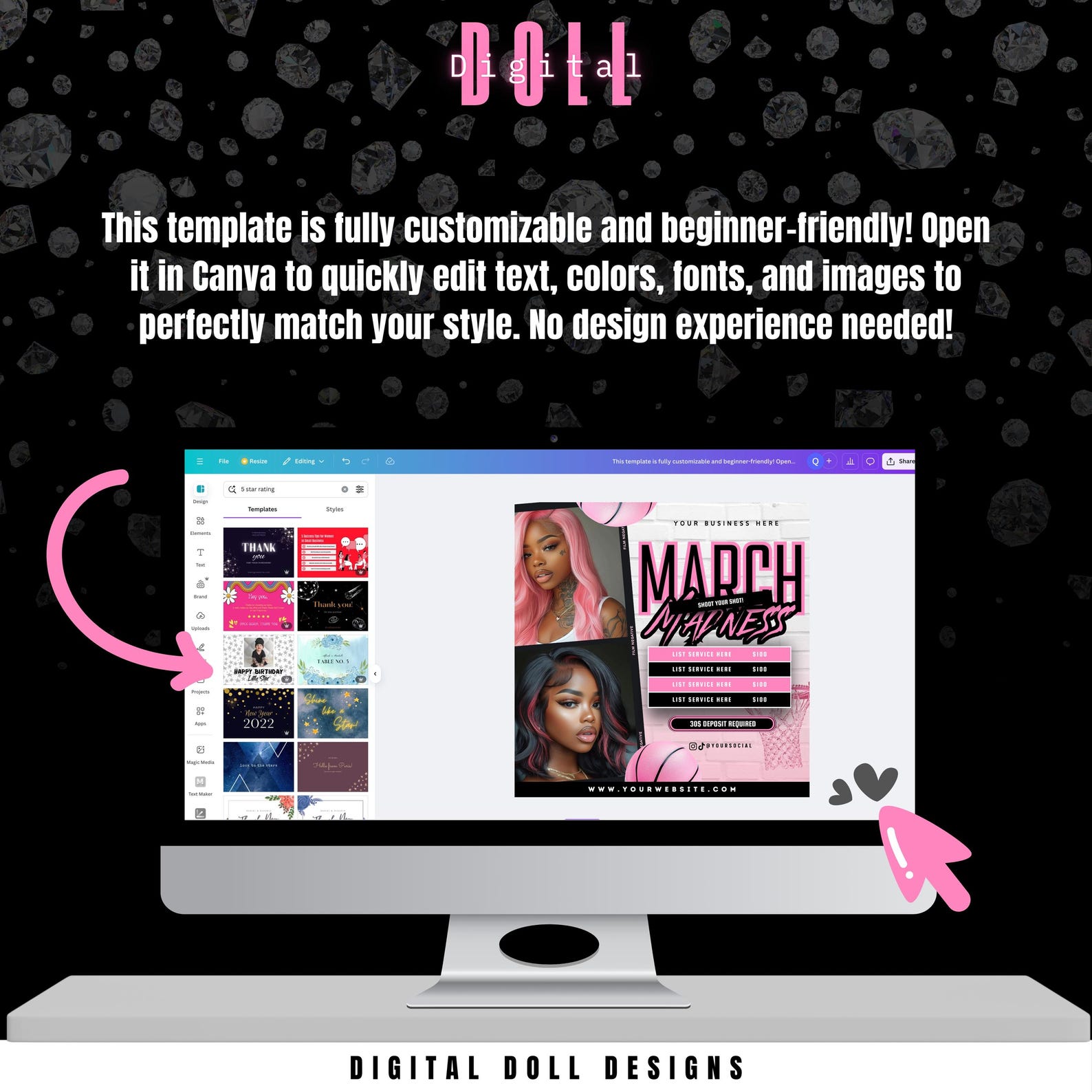March Madness Promo Flyer | Editable Canva Template | Beauty Business ...