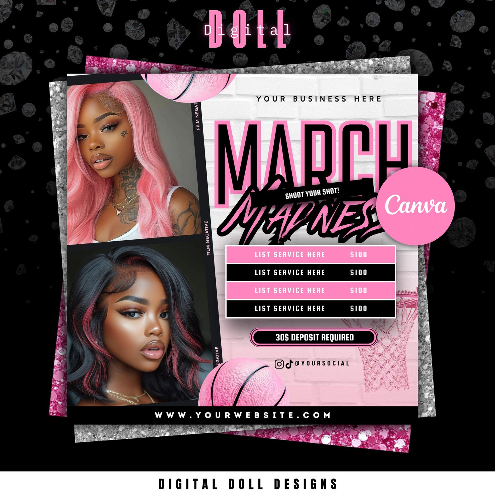 March Madness Promo Flyer | Editable Canva Template | Beauty Business ...