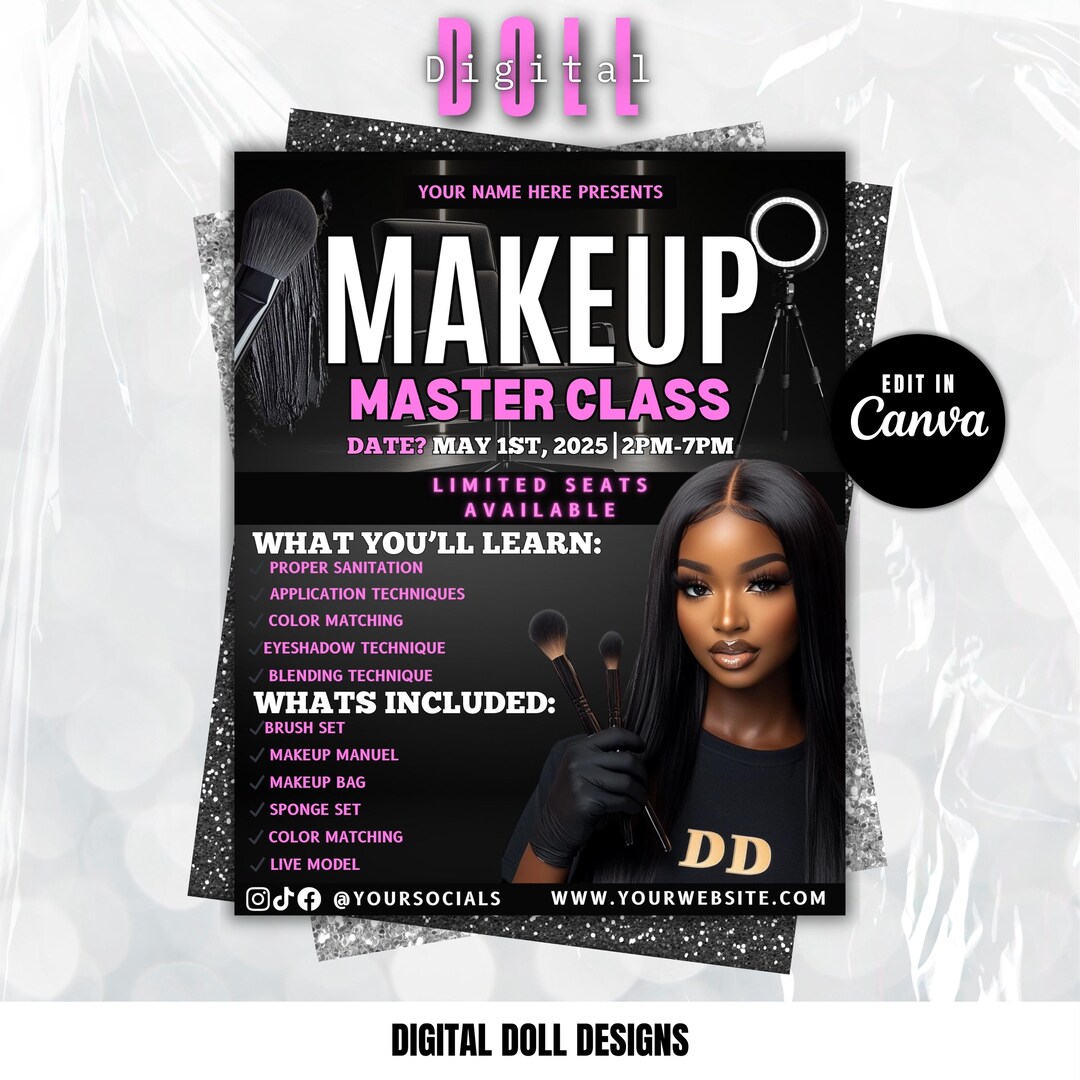 Makeup Class Flyer Template, Makeup Masterclass, Makeup Course Flyer ...