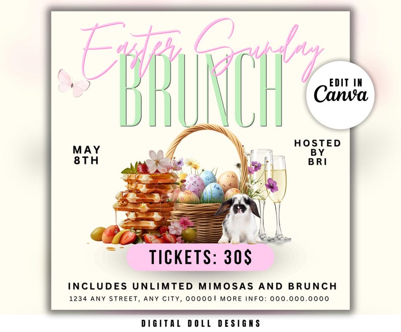 DIY Easter Brunch Flyer - Brunch Flyer - DIY Easter Flyer - Easter ...