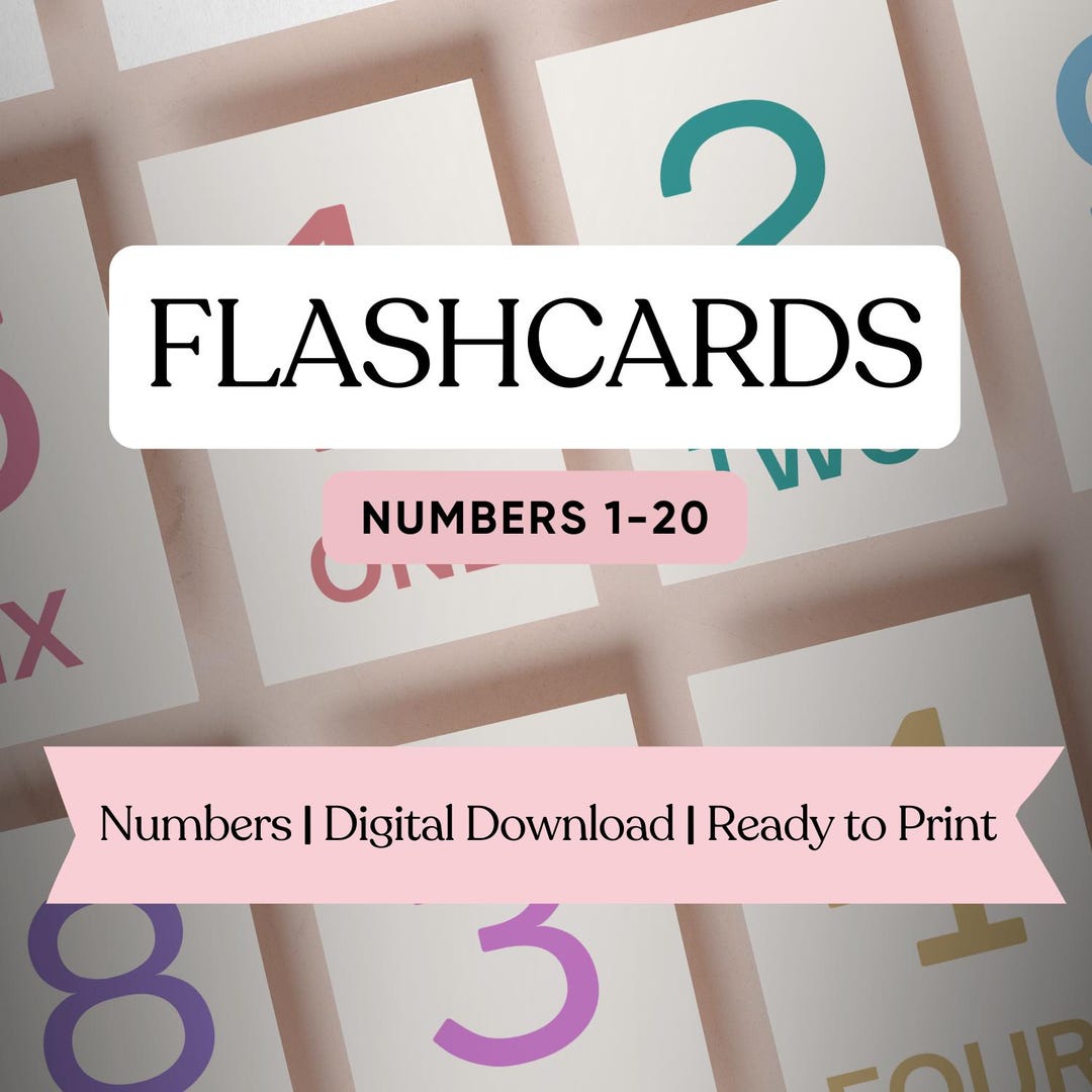 1-20 Number Flashcards - Digital Download, Printable Number Flash Cards ...