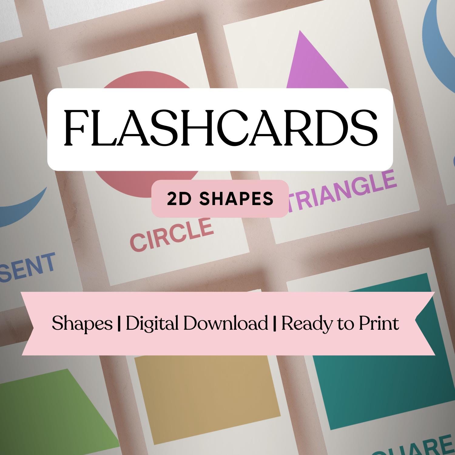 2D Shapes Flashcards - Digital Download, Printable Number Flash Cards ...