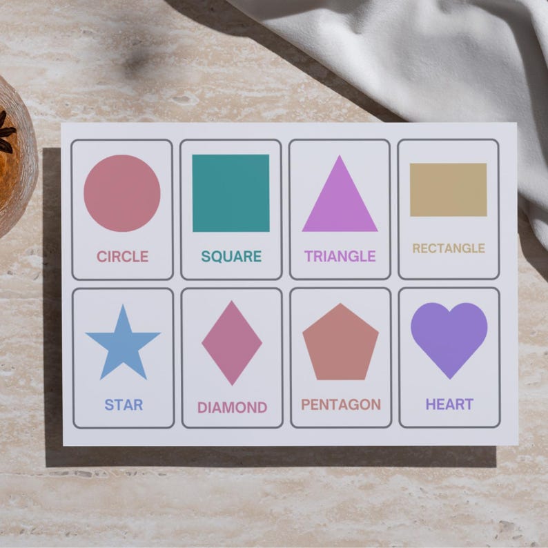 2D Shapes Flashcards - Digital Download, Printable Number Flash Cards ...