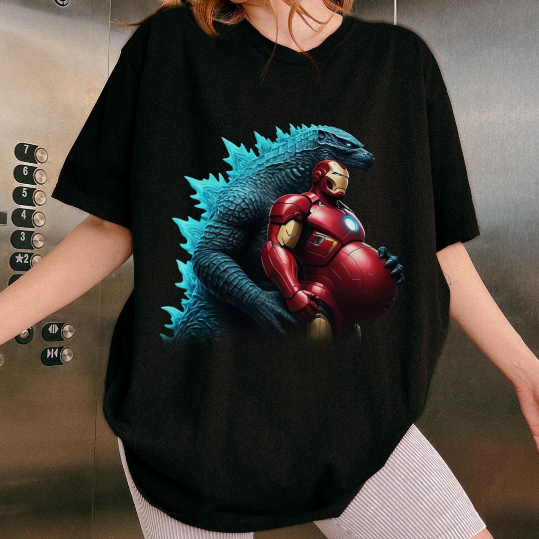 Iron Man Pregnant Tshirt, Avengers Gift, Godzilla Tee, Tiktok Meme ...