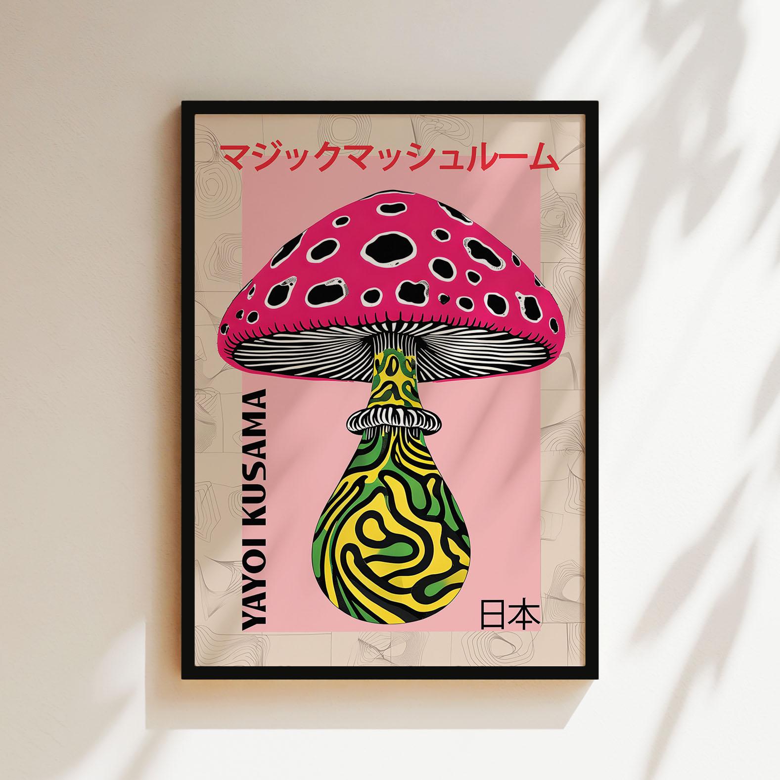 Yayoi Kusama Poster - INSPIRED, Groovy Mushroom Art, Digital Japandi ...
