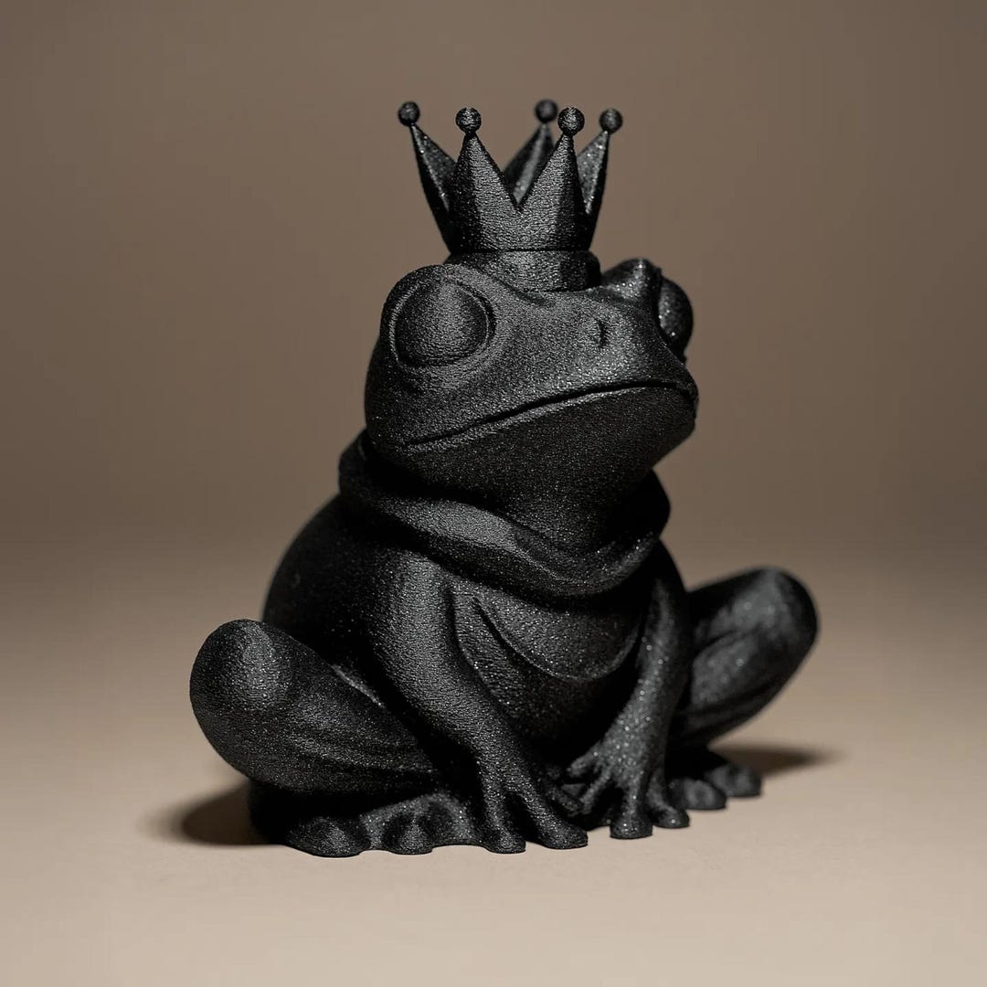 King Frog Figure • Prince Frog Sculpt • Kid's Room Shelf Decor • Black ...