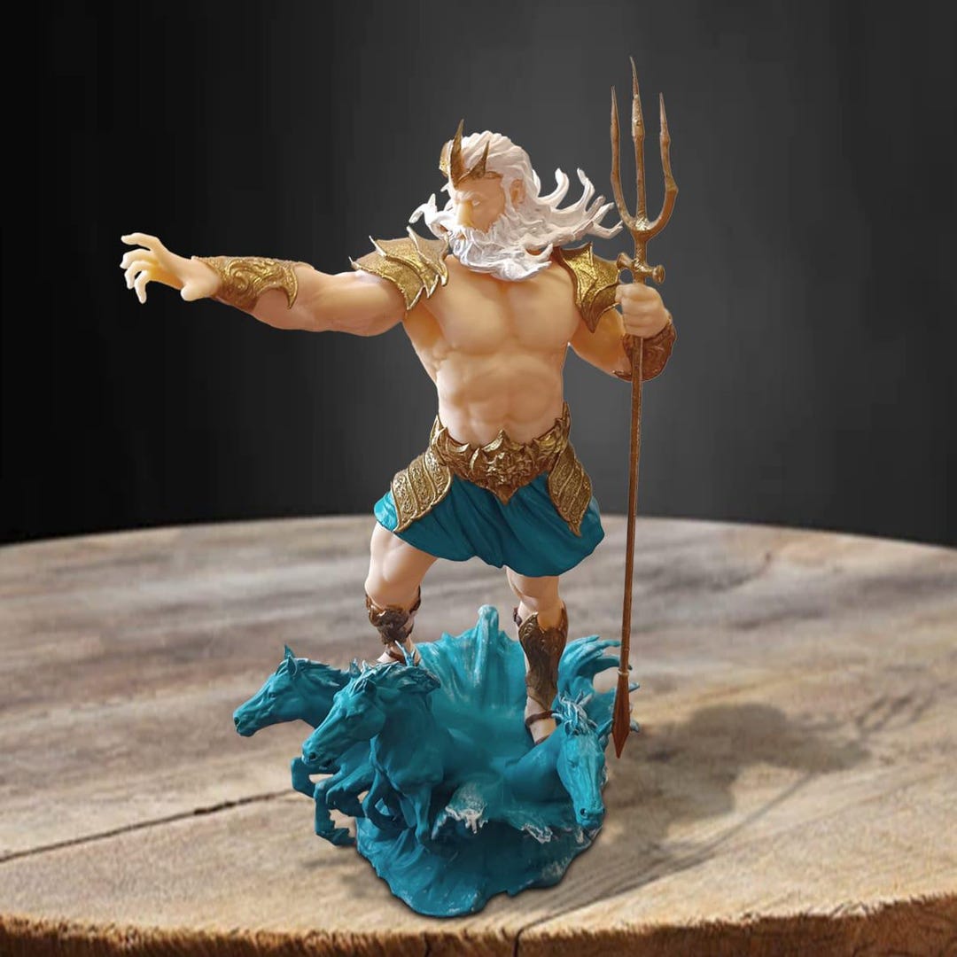 Poseidon Greek God of the Sea Figurine-hand-painted Mythical Decor and ...