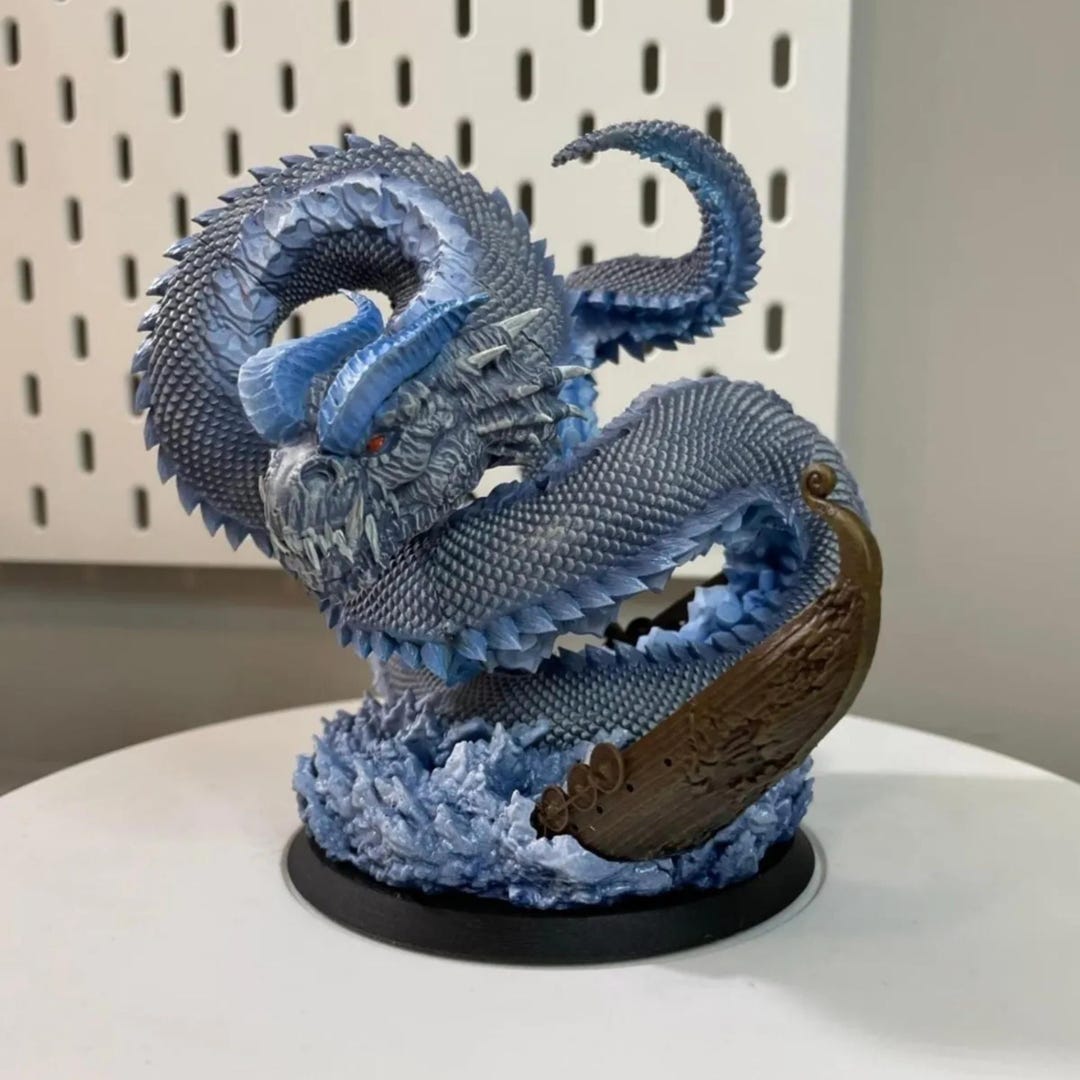 Jörmungandr Dragon Statue • God of War Giant • Norse Mythology Figure • World Serpent Sculpt ...