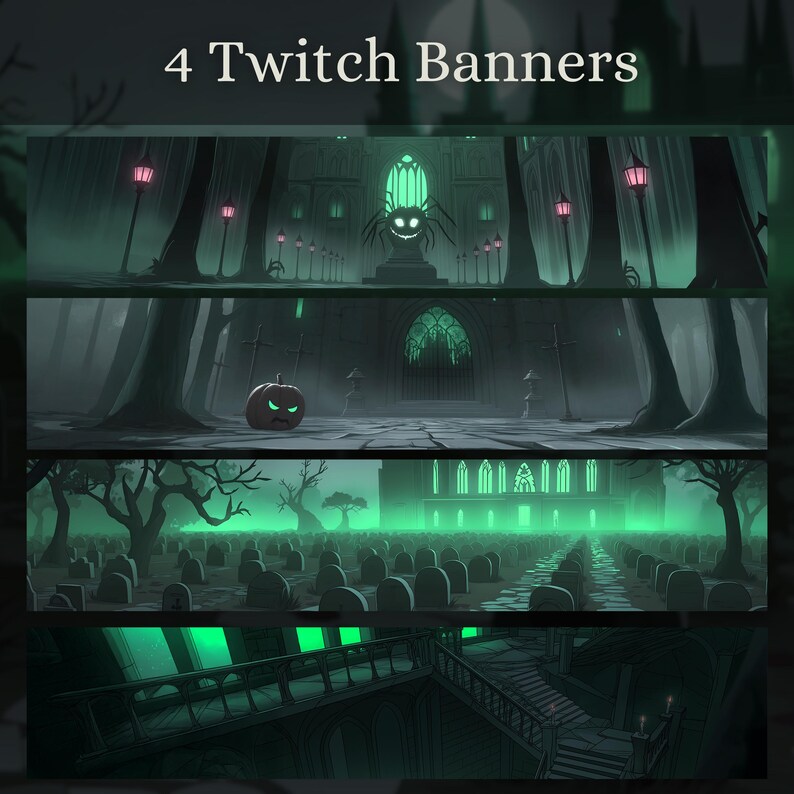 Green Abandoned Castle Halloween Stream Package | Animated Overlays ...