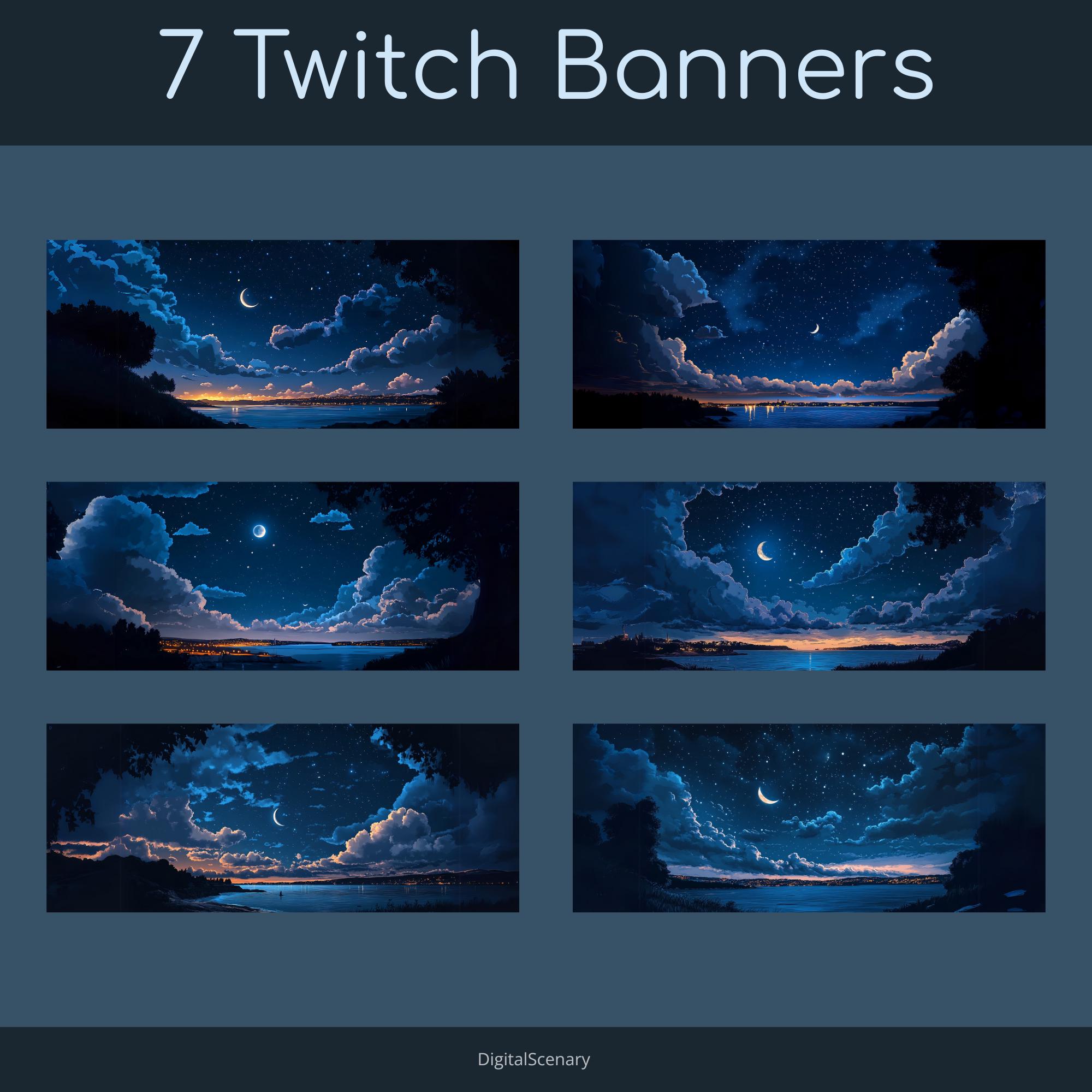 Celestial Night Stream Package:static Twitch Overlays,animations ...