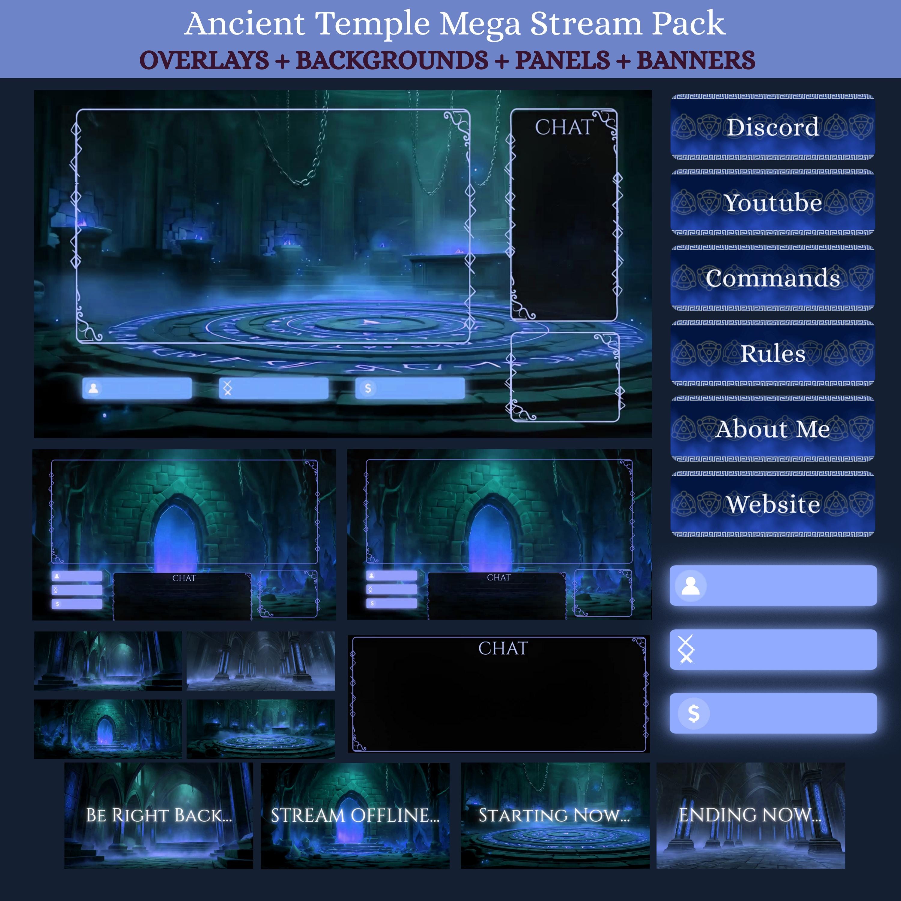 Ancient Temple Stream Overlay Pack: Fantasy Twitch Banners & Panels ...