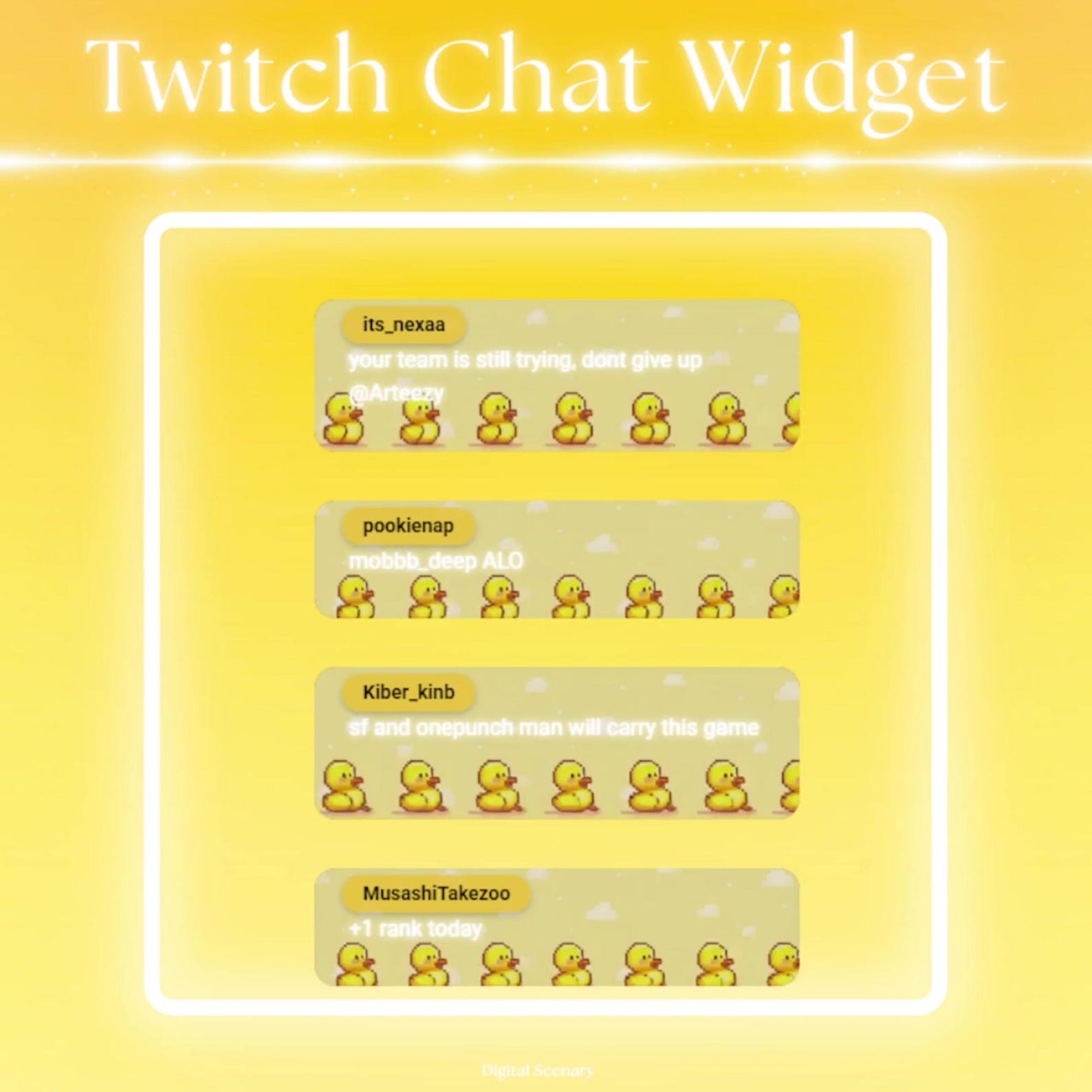 Animated Yellow Duck Chat Widget, Kawaii Twitch Stream Overlay (instant ...