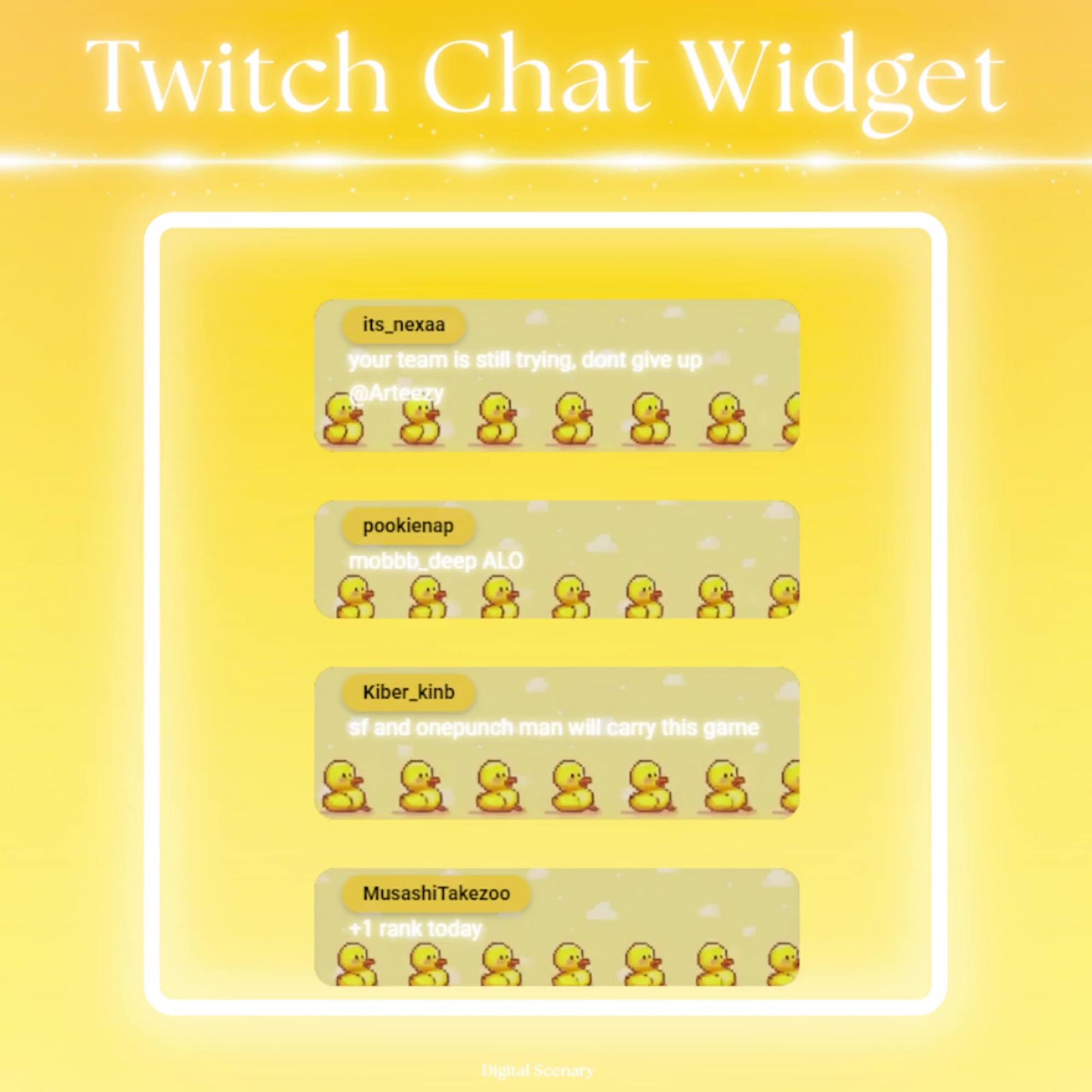 Animated Yellow Duck Chat Widget, Kawaii Twitch Stream Overlay (instant ...