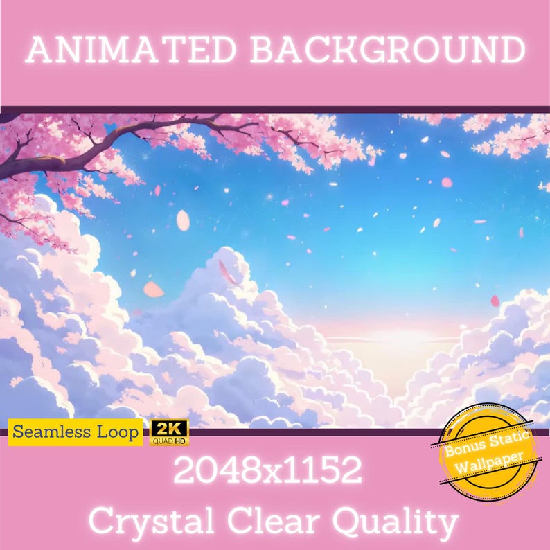 Sakura Sky Animated Wallpaper, Pastel Anime Landscape Background ...