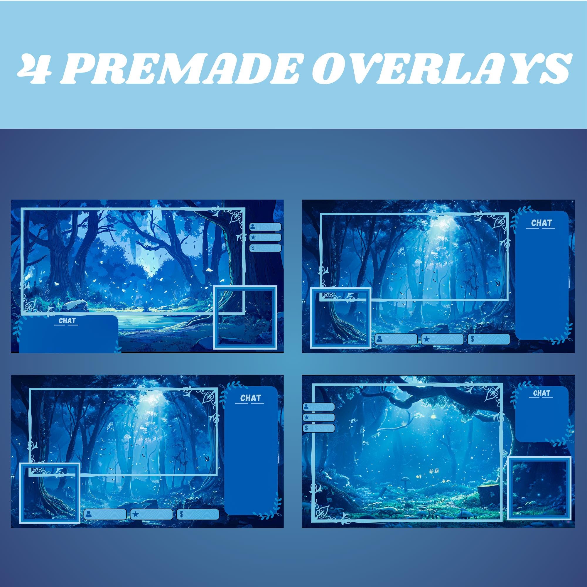 Blue Forest Stream Package: Animated Twitch Overlays & Banners (instant ...