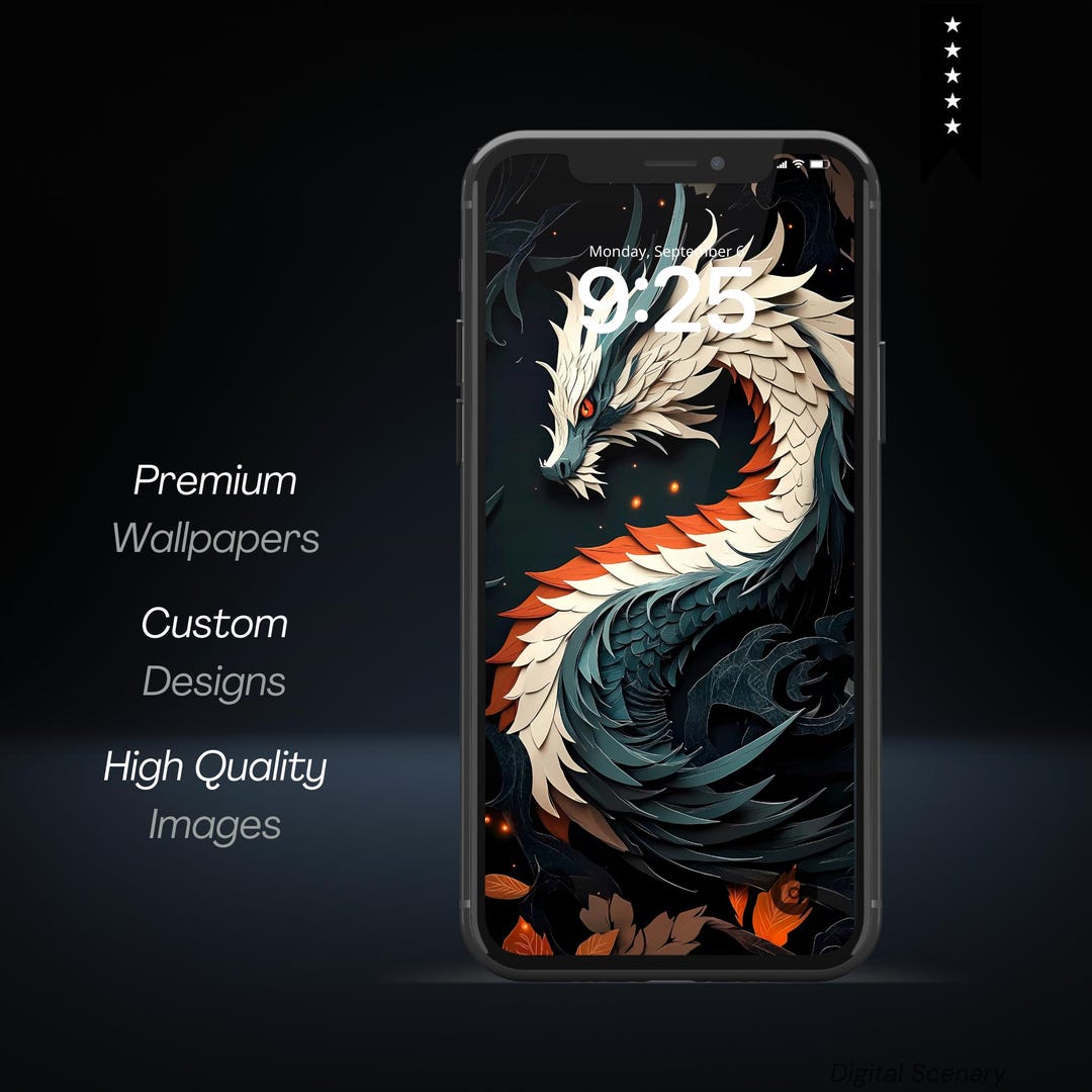 White Papercraft Phone Wallpaper Mythical Beast Paper Fold Cut Fantasy ...