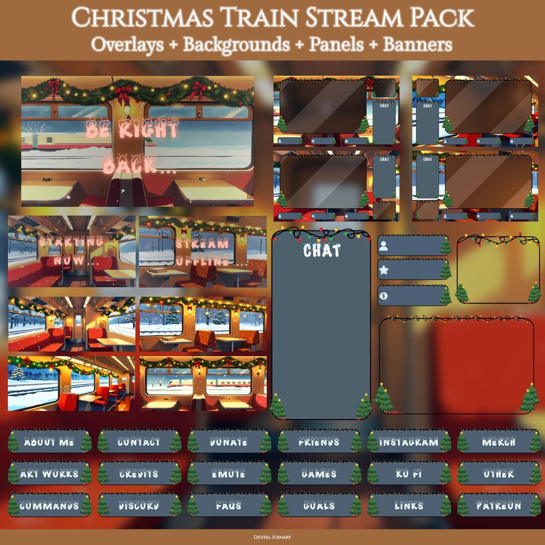 Christmas Train Stream Pack | Cozy Holiday Animated & Static Overlays ...