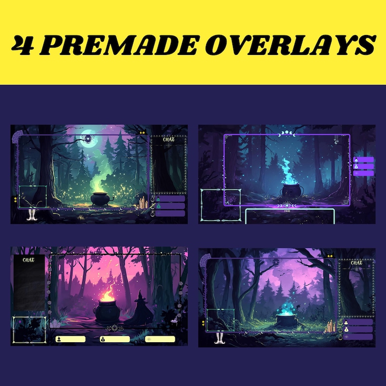 Witchcraft Forest Streamer Pack: Animated Twitch Overlays (instant ...