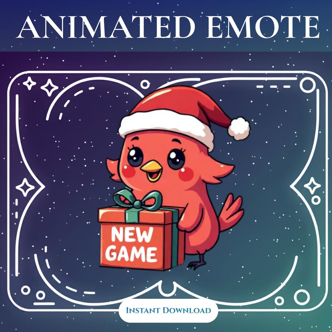 Animated Christmas Bird Emote Twitch Discord Cute Santa Hat Gift Kawaii ...