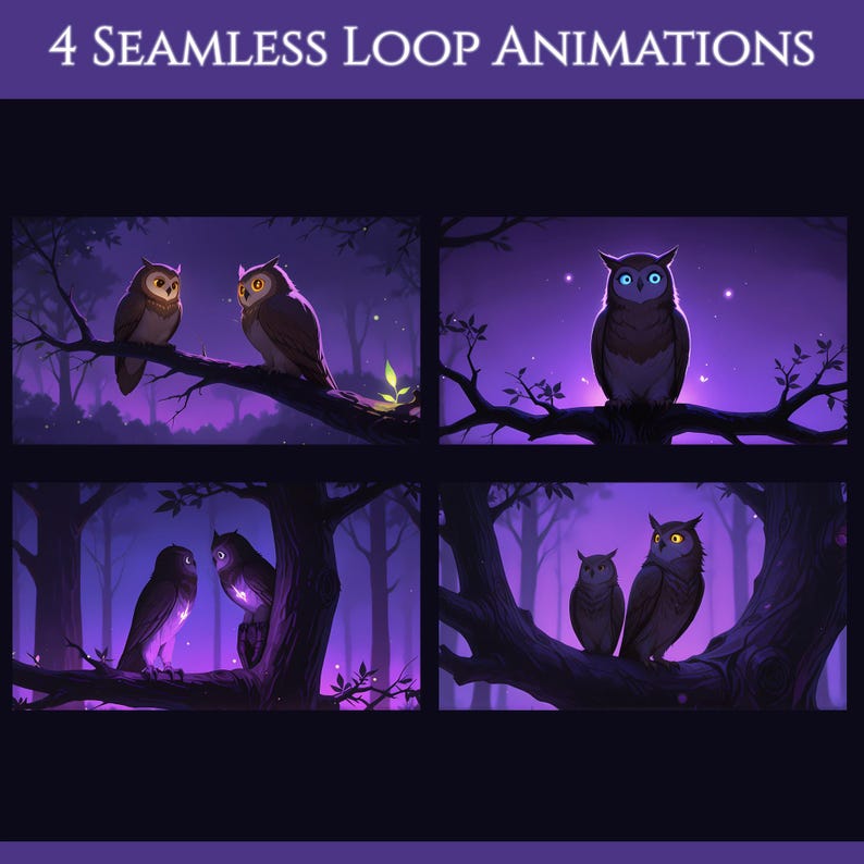 Purple Owl Forest Animated Stream Overlay Package (digital Download) - Etsy