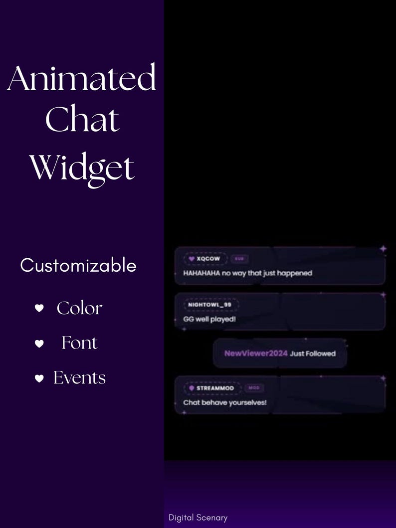 Animated Twitch Chat Widget | Stream Chat Overlay | Customizable Chat ...