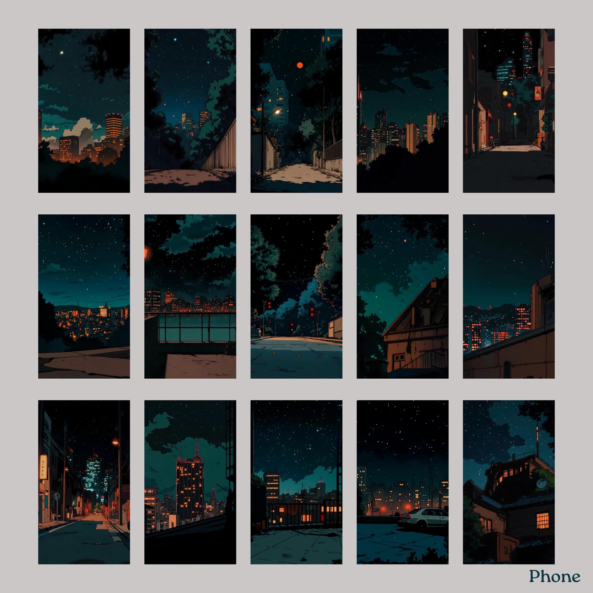 61 Dark Lo-fi Night Wallpaper Bundle, Moody Aesthetic, Anime Vibes ...