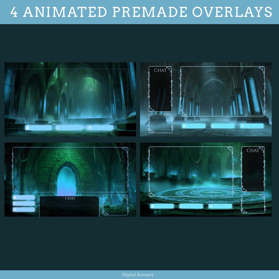 Ancient Temple Stream Overlay Pack – Fantasy Twitch Screens, Panels ...
