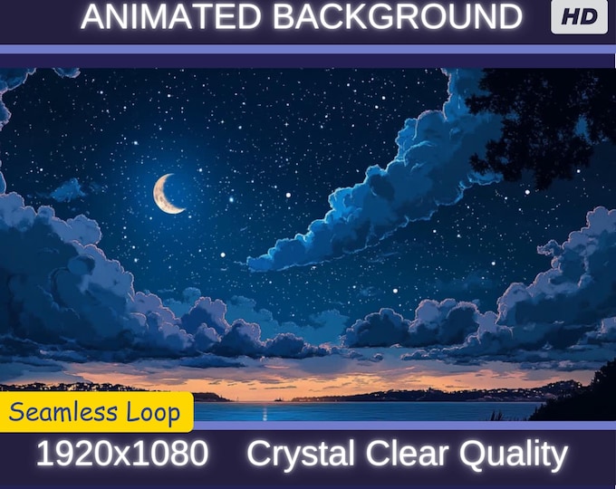 Celestial Night Animated Stream Background - Magical Stars and Moon ...