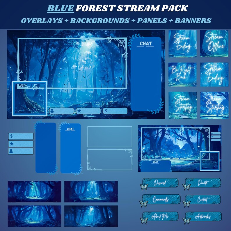Blue Forest Stream Package: Animated Twitch Overlays & Banners (instant ...