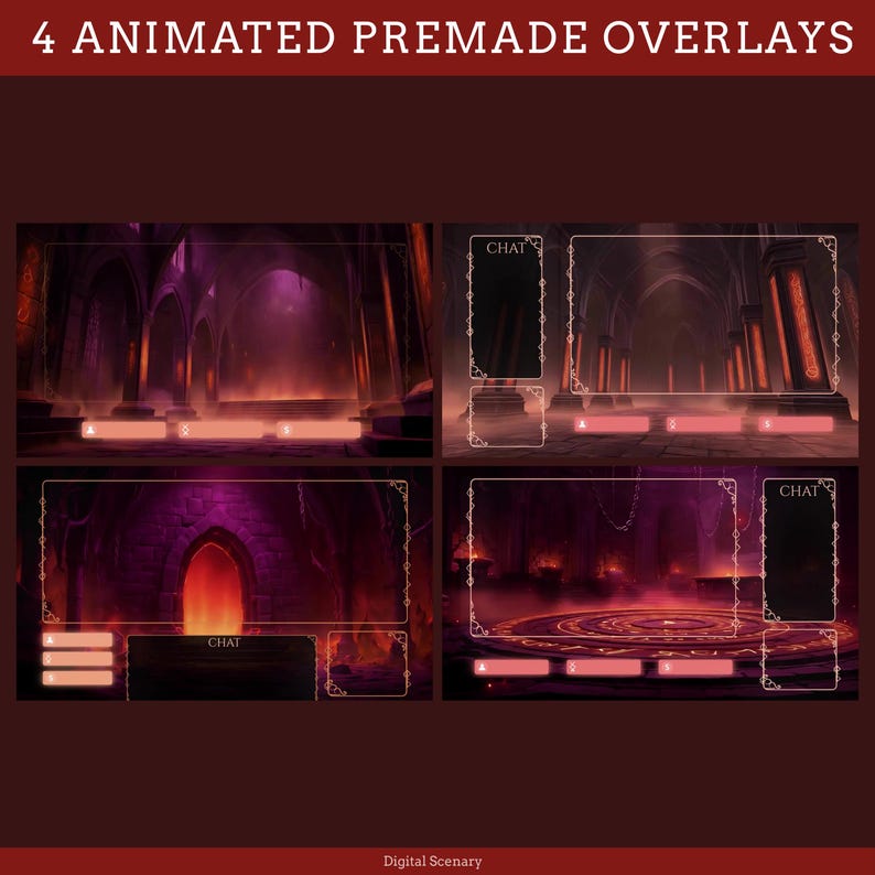 Ancient Temple Stream Overlay Pack: Animated Twitch Fantasy (instant ...