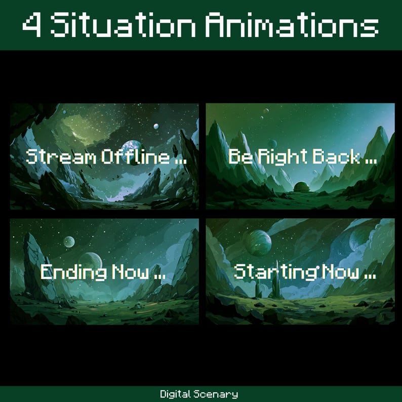 Green Space Odyssey Stream Package – Animated Twitch Overlays, Panels ...