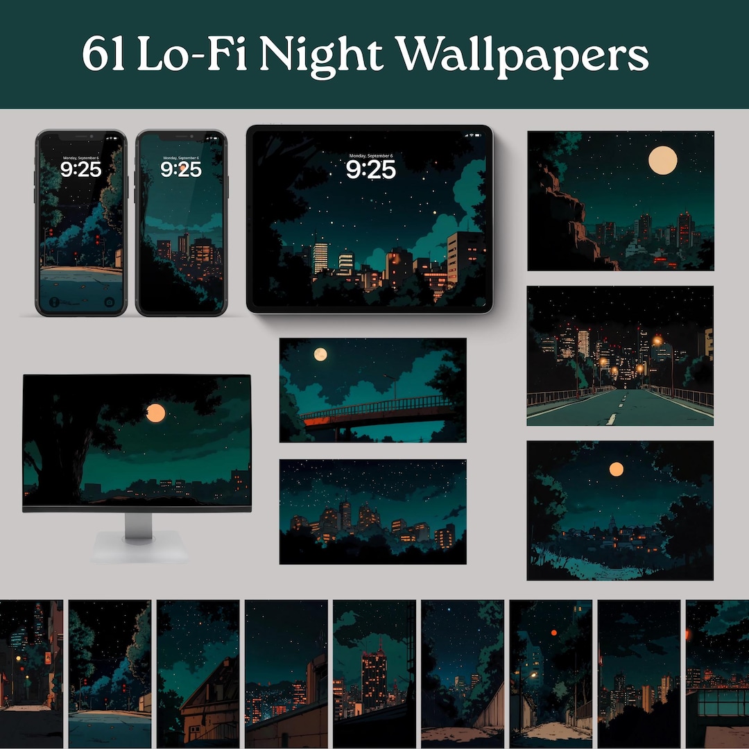 61 Dark Lo-fi Night Wallpaper Bundle, Moody Aesthetic, Anime Vibes ...