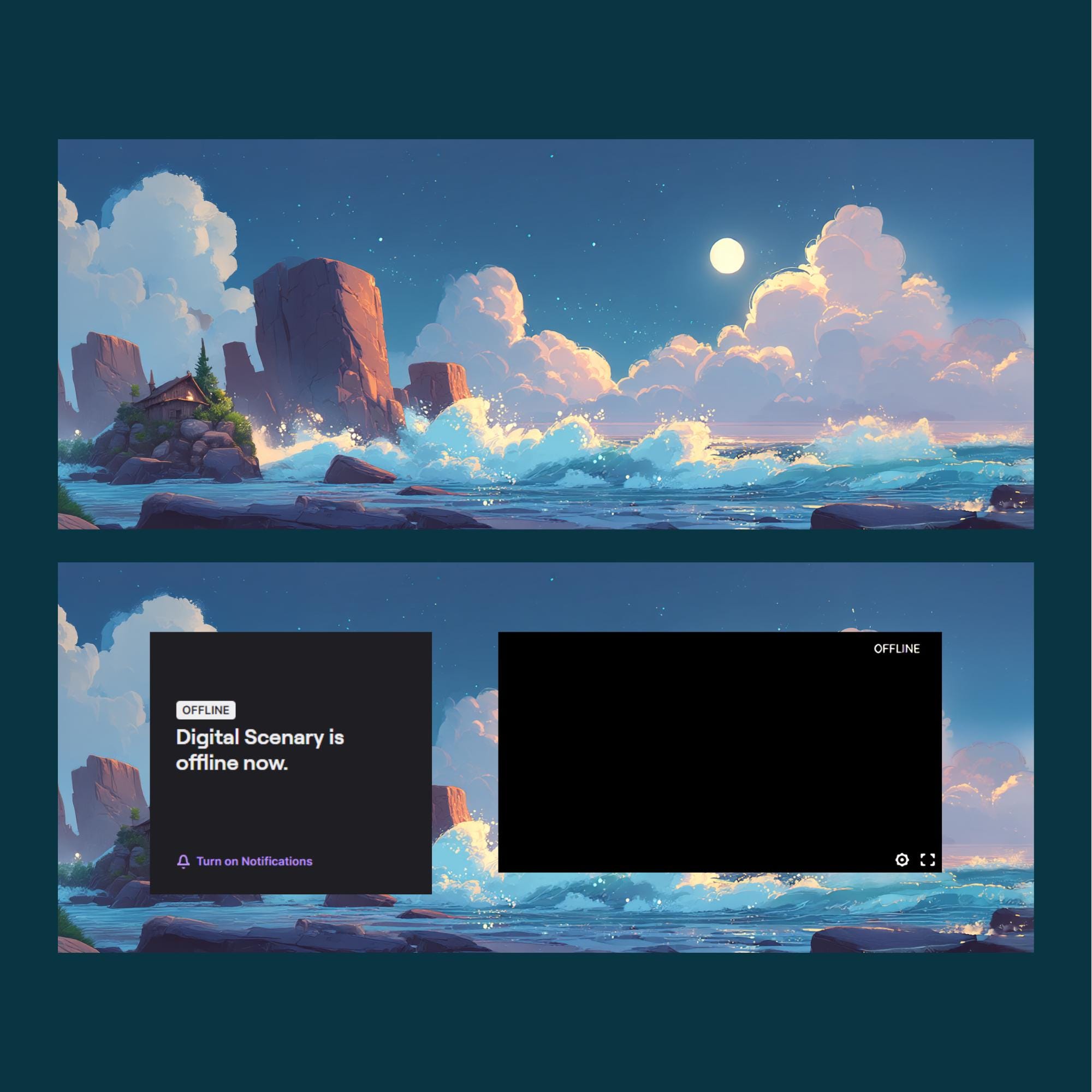 Silver Waves Stream Overlay Pack – Animated Ocean-themed Twitch Banners ...