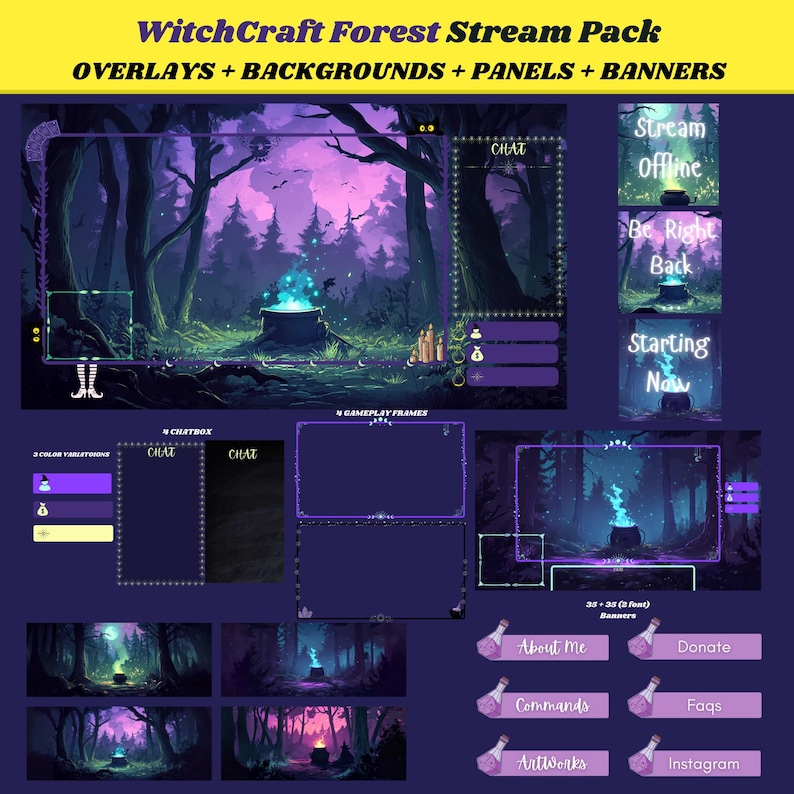 Witchcraft Forest Streamer Pack: Animated Twitch Overlays (instant ...