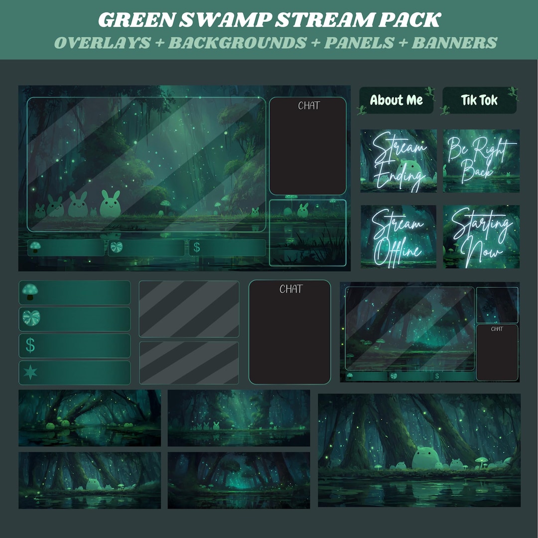 Green Swamp Stream Package: Animated Twitch Overlays & Banners (instant ...
