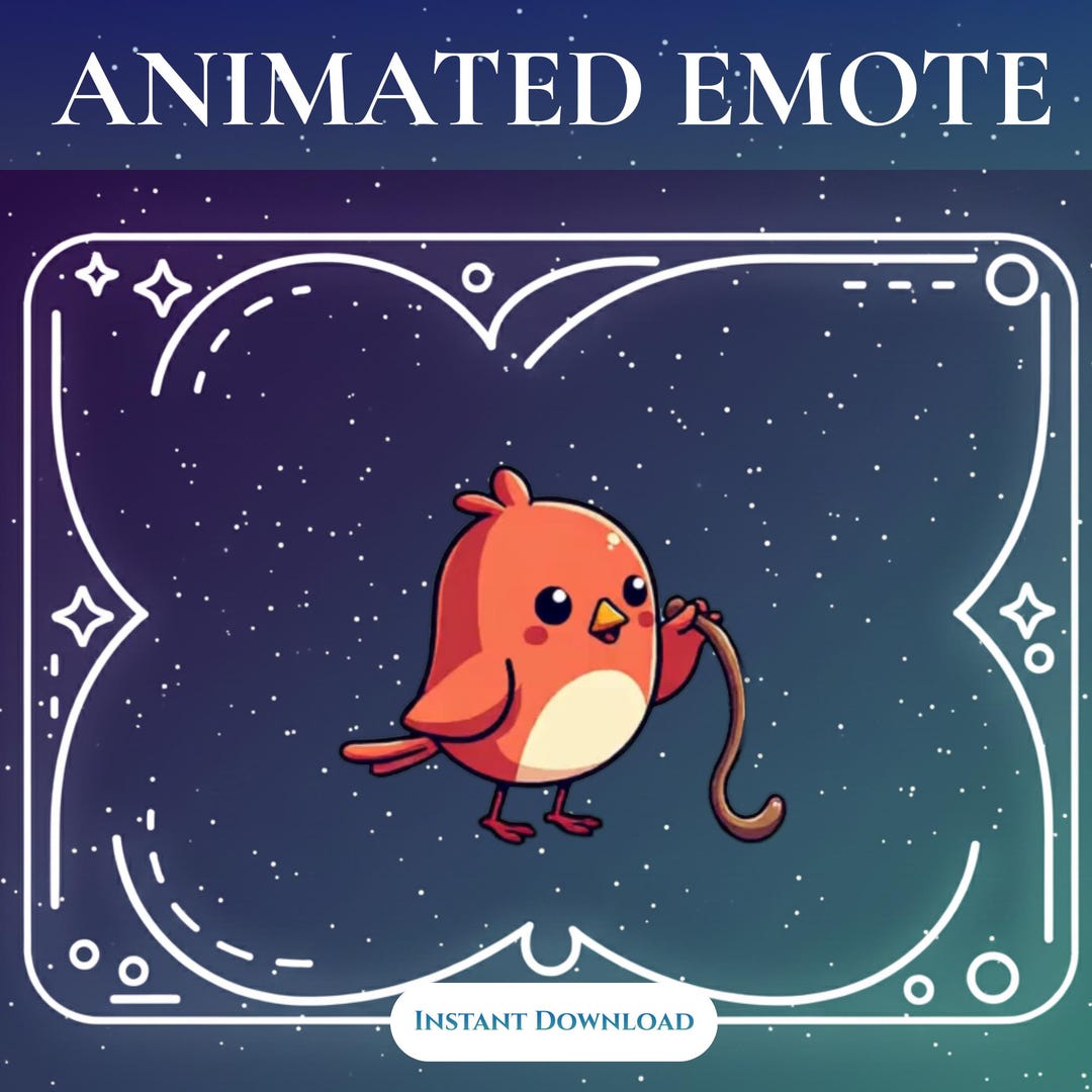 Animated Bird Emote for Twitch Discord Cute Robin Worm Kawaii Chubby ...