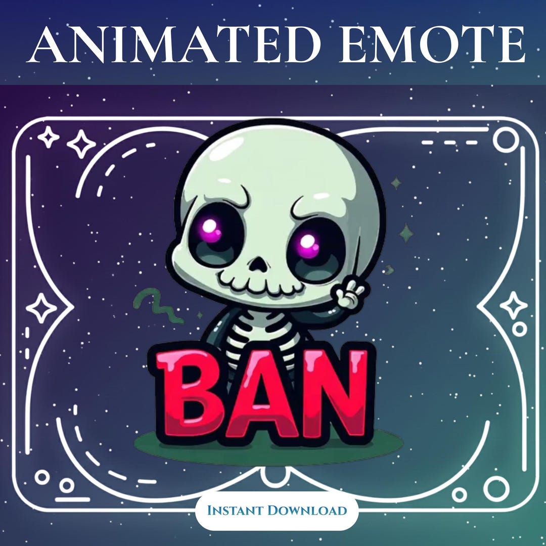 Animated Skeleton BAN Emote | Spooky Twitch/discord Mod (instant ...