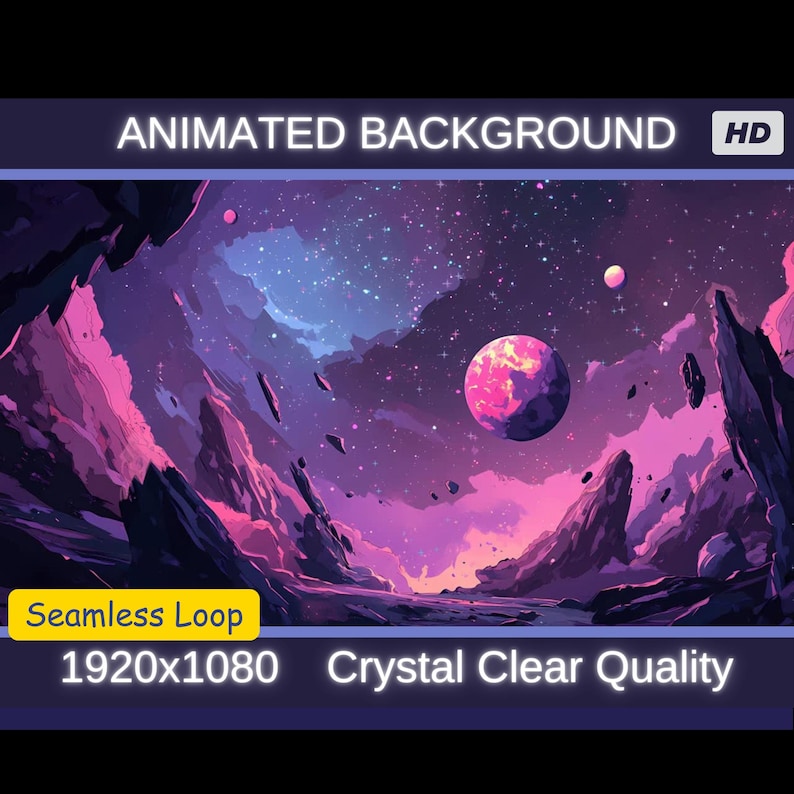 Purple Galaxy Animated Virtual Background: Looped Cosmic Vtuber Overlay ...