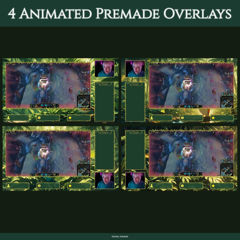 Animated Forest Twitch Overlay Pack, Green Jungle Stream Package ...