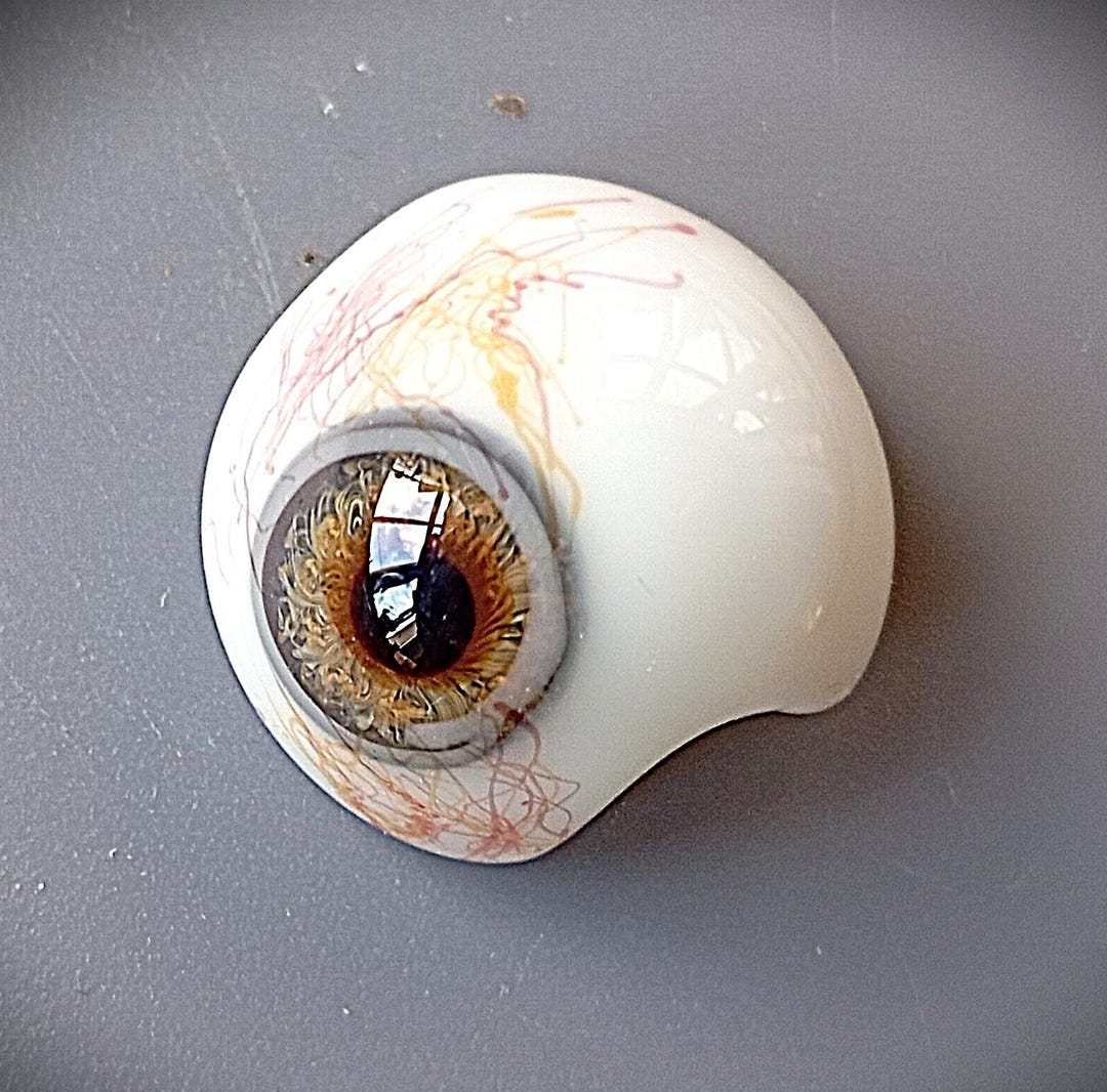 6) 1 Glass Eye, Ocular Prosthesis, Artificial Eye, Vintage Ocular ...