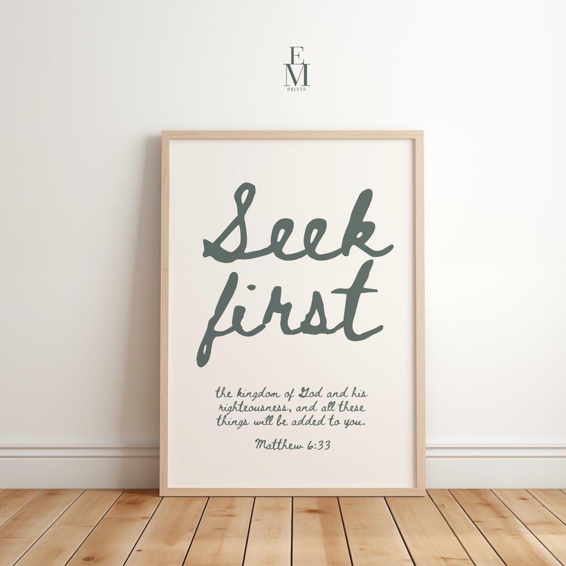Seek First the Kingdom Christian Wall Art, Matthew 6:33 Bible Verse ...