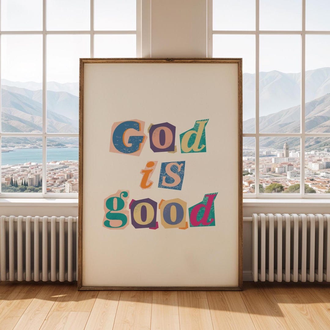 God is Good, Christian Artwork, Bible Verse Poster, Retro Typography ...