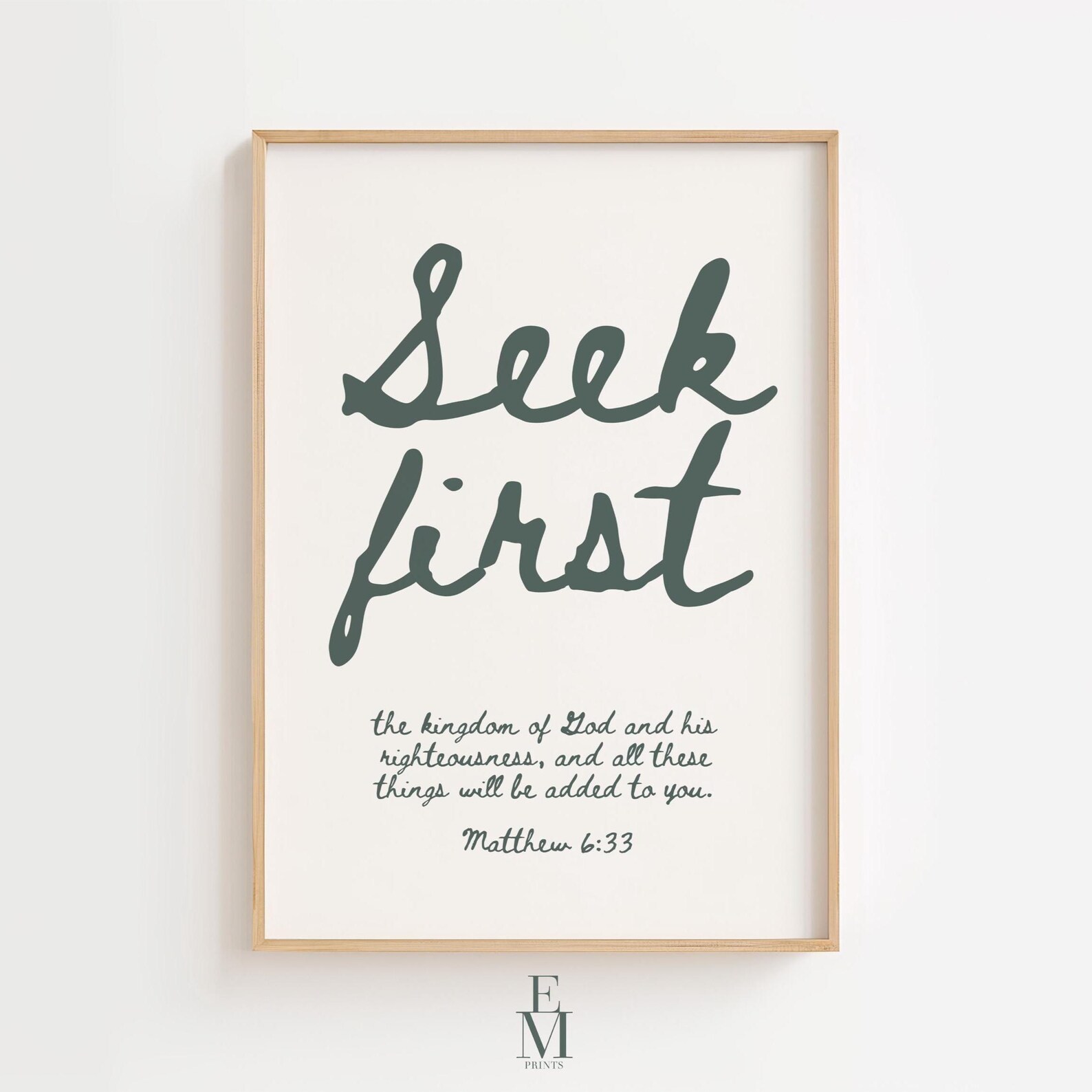 Seek First the Kingdom Christian Wall Art, Matthew 6:33 Bible Verse ...