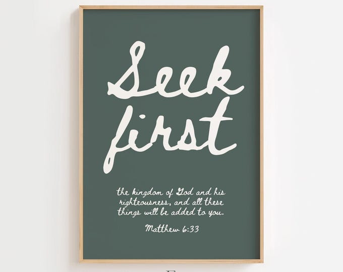Seek First the Kingdom of God Art Print, Christian Wall Art, Matthew ...