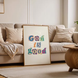 God is Good, Christian Artwork, Bible Verse Poster, Retro Typography ...