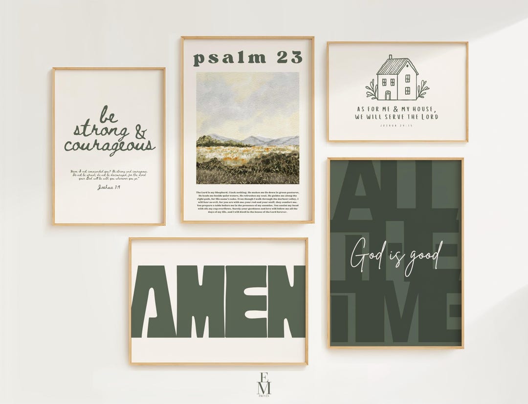 Christian Scripture Gallery Wall Art Set, Bible Verse Digital Prints ...