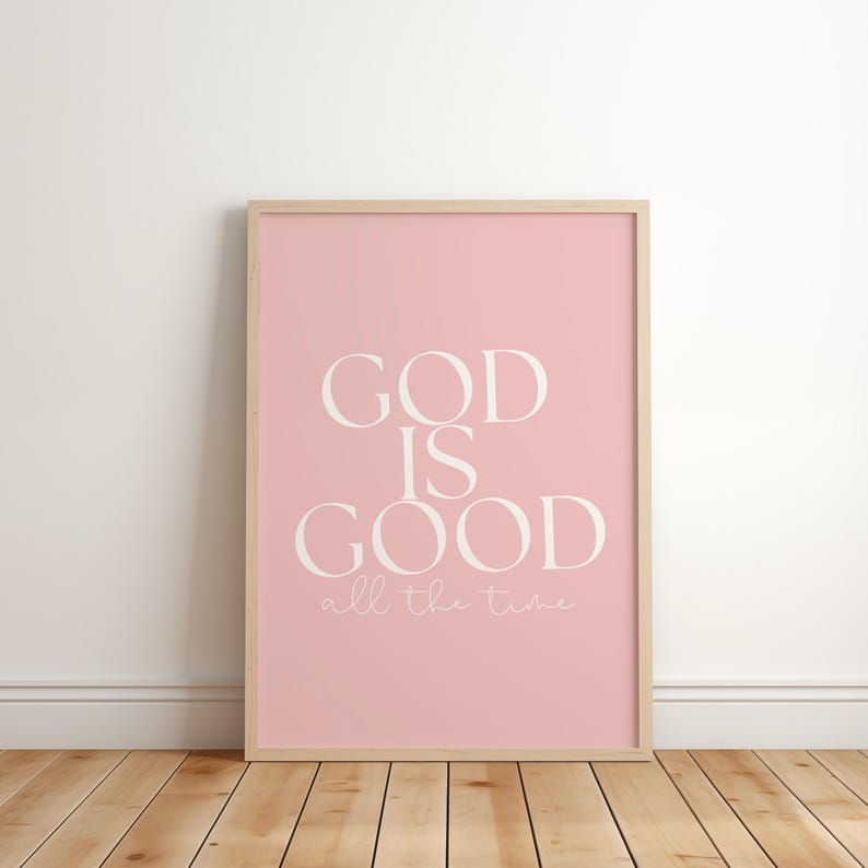 Pink Christian Wall Art Set of 3, God is Good Print, Scripture Nursery ...