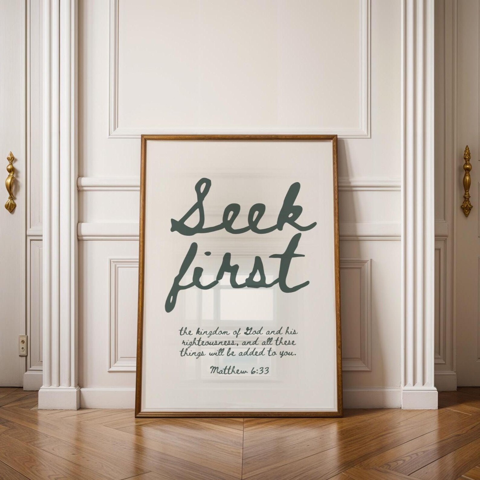 Seek First the Kingdom Christian Wall Art, Matthew 6:33 Bible Verse ...
