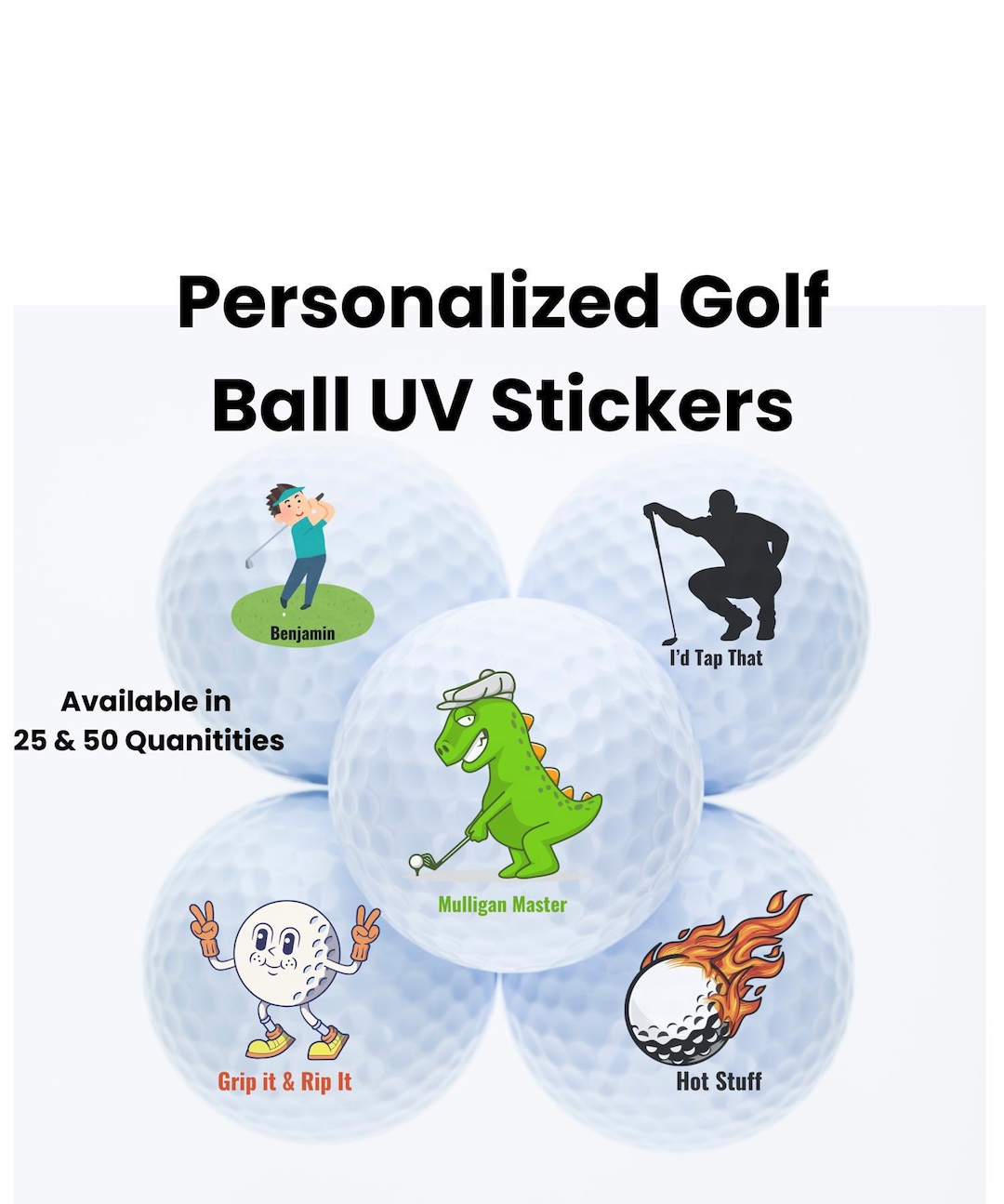 Custom Golf Ball Marker - Personalized UV DTF Golf Ball Sticker for Men ...